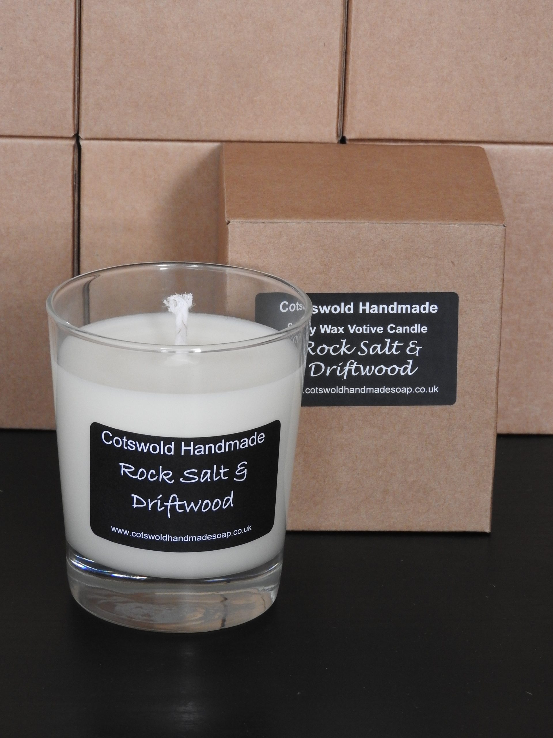 Rock Salt & Driftwood Soy Wax Candle 190g - Cotswold Handmade Soap